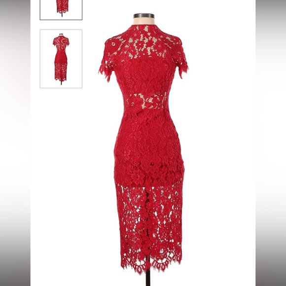 Alexis | Dresses | Alexis Red Lace Midi Dress | Poshmark